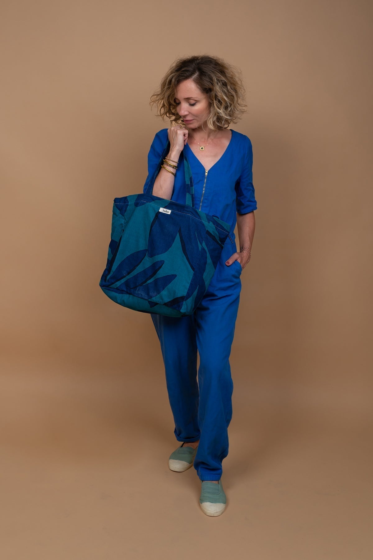 Sac cabas velours Éclat - Bleu - Boulbar